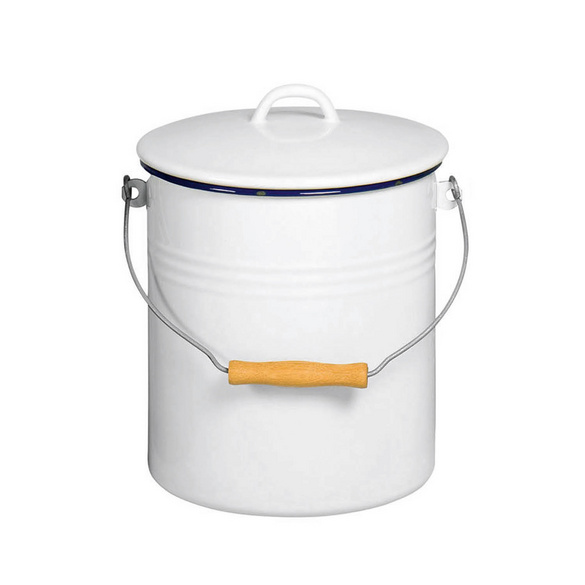 Emaille-Eimer 10 l mit Deckel weiß Ø 25 cm KARL KRÜGER | 3PAGEN