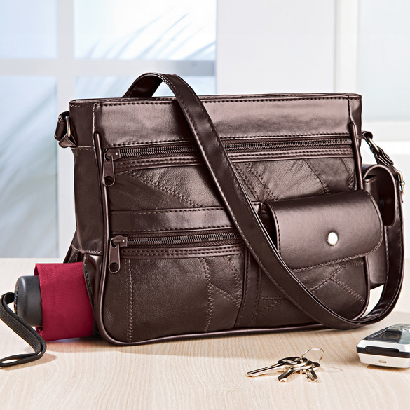 Ledertasche "Patchwork" mit Schirmfach braun | 3PAGEN