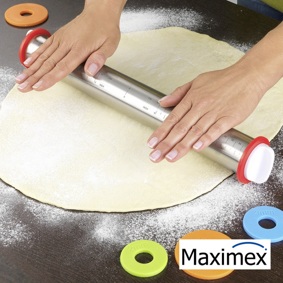 Maximex Teigrolle mit Abstandhalter EDELSTAHL, Teigausroller mit ...