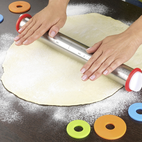 Maximex Teigrolle mit Abstandhalter EDELSTAHL, Teigausroller mit ...