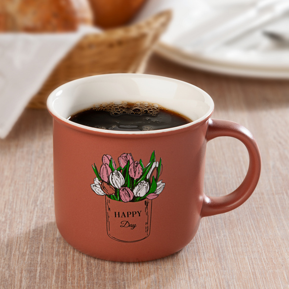 Retro-Tasse "Tulpen", rost, Ø 11cm x 9,5cm | 3PAGEN