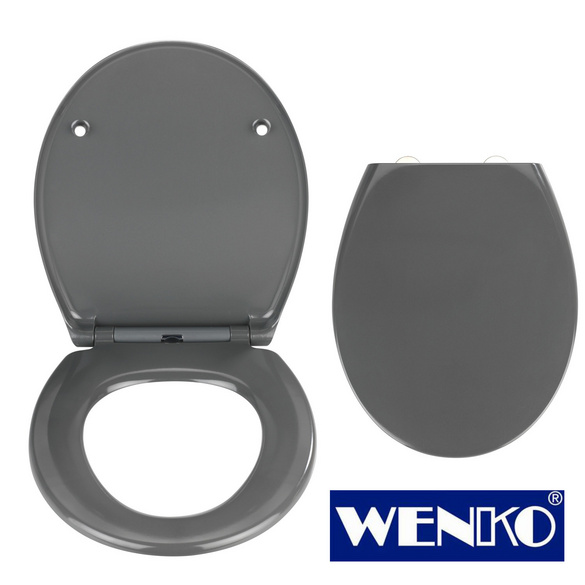 WENKO Premium WC-Sitz Samos Grau, aus antibakteriellem Duroplast mit ...