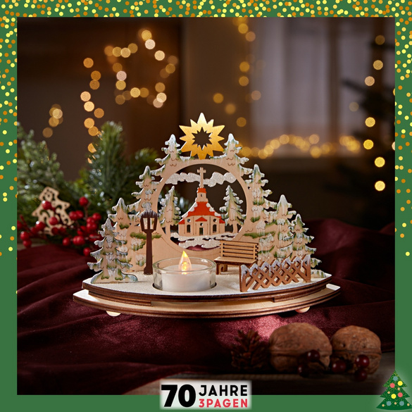 Weihnachtsdeko Teelichthalter aus Holz Eldo | 3PAGEN