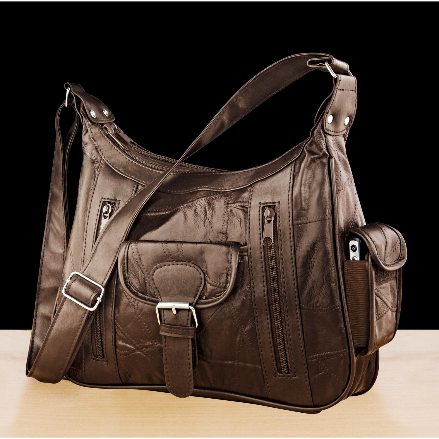 Ledertasche "Patchwork" braun, Artikelnummer: 2245900