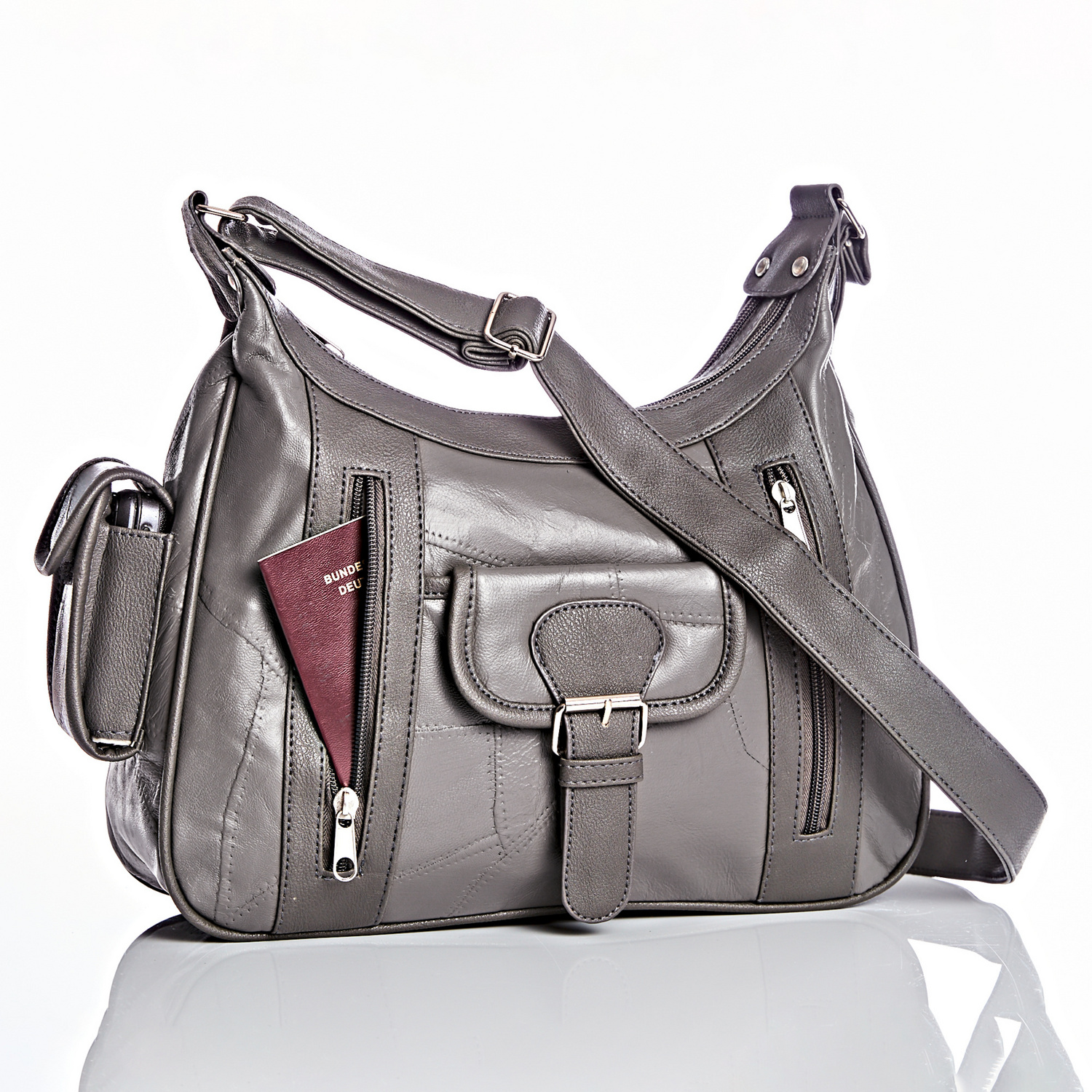 Ledertasche "Patchwork" grau | 3PAGEN