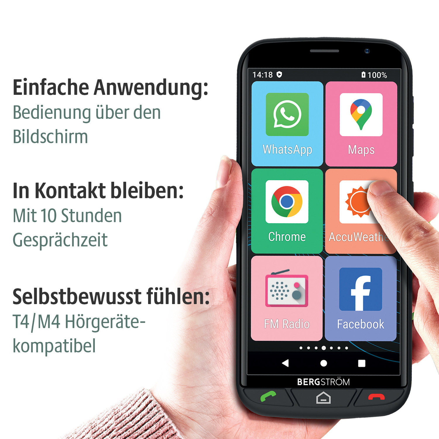 4G-Smartphone einfach bedienbar Bergström | 3PAGEN